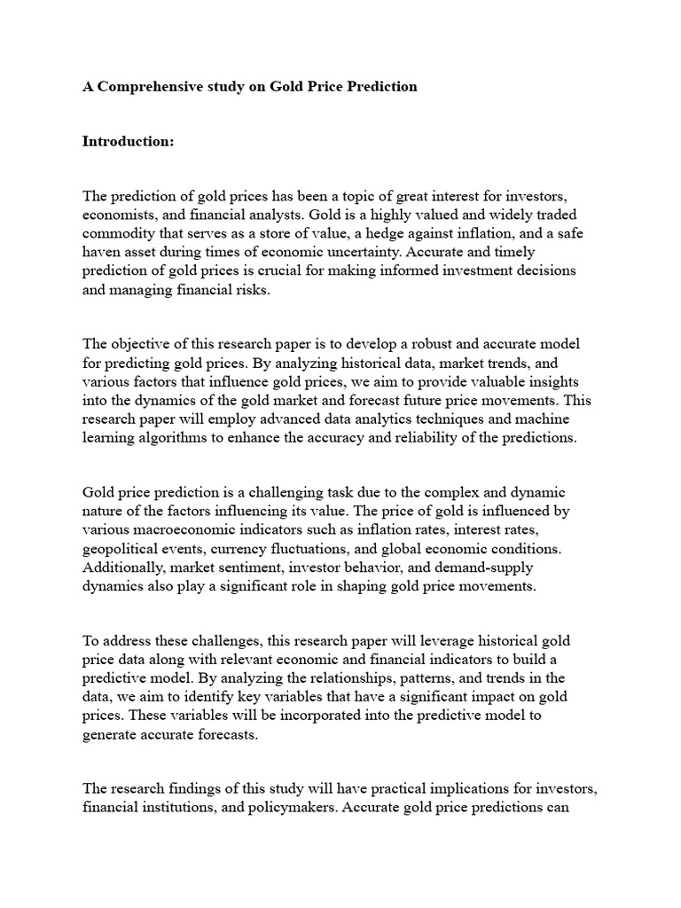 Dsbda Mini Project Gold Price Prediction | PDF | Data Analysis | Prediction
