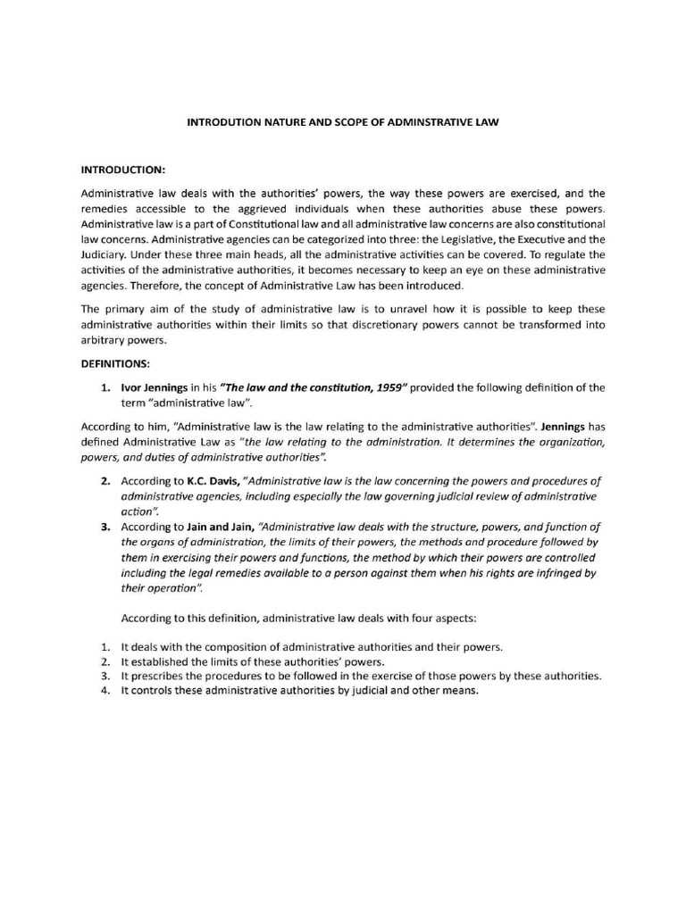 Module 1 of Admin Law | PDF