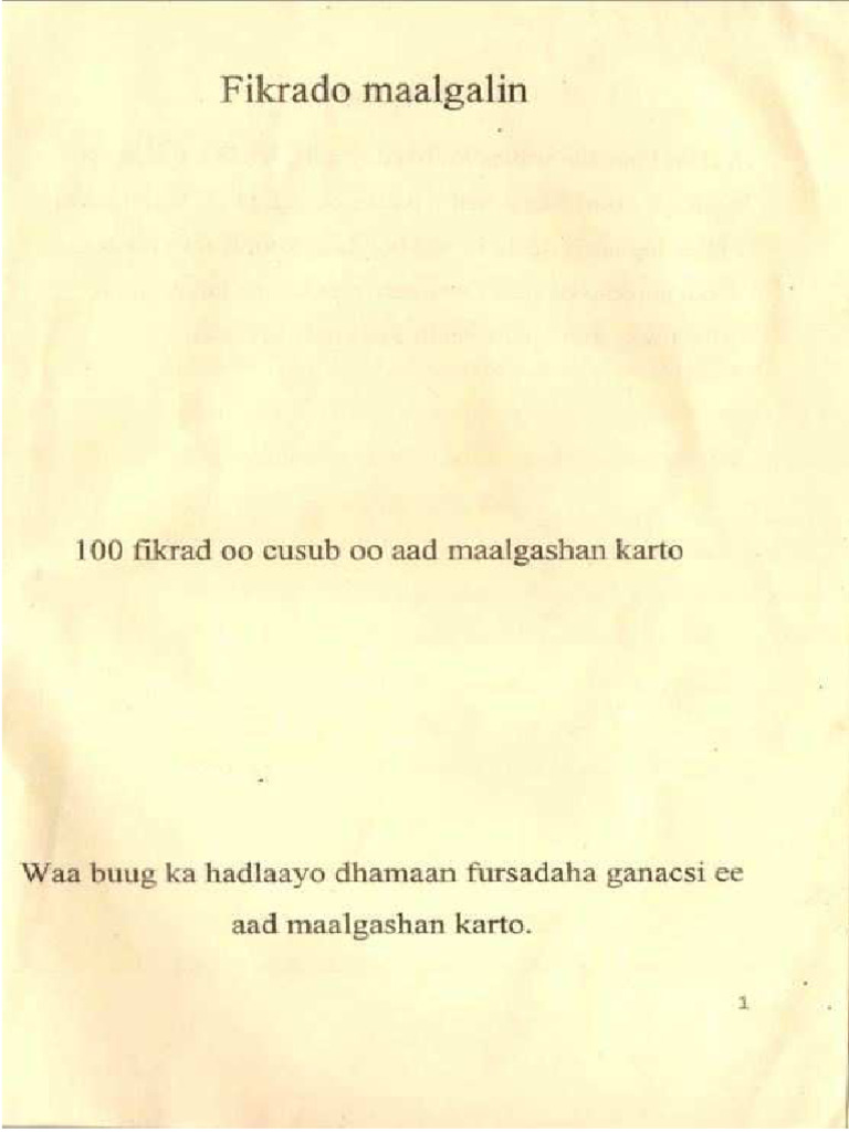 100 Fikrado Maalgalin | PDF