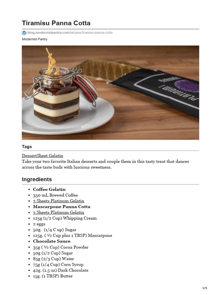 Tiramisu Panna Cotta | PDF | Chocolate | Desserts