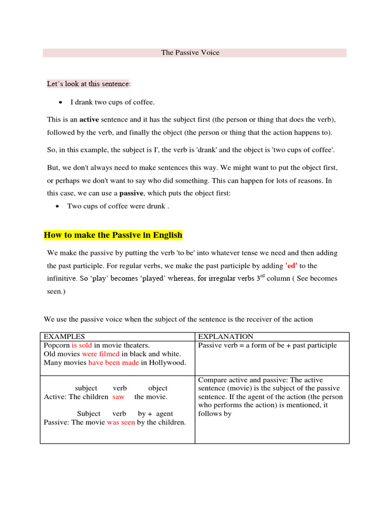 Active and Passive Form Lesson 1 | PDF