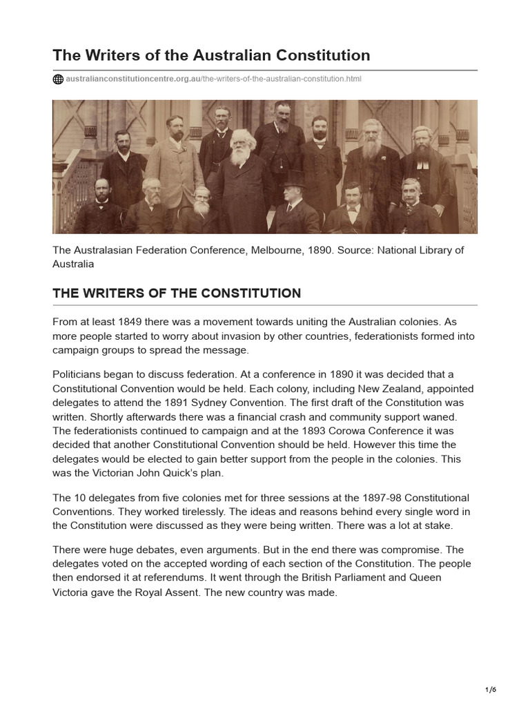 .Au-The Writers of The Australian Constitution | PDF | Political Law ...