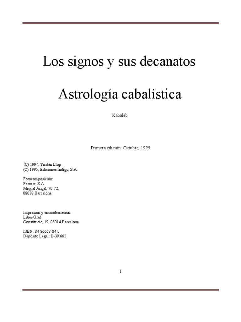 Signos del Zodíaco y Decanatos Cabalísticos | PDF | Constelación | Zodíaco