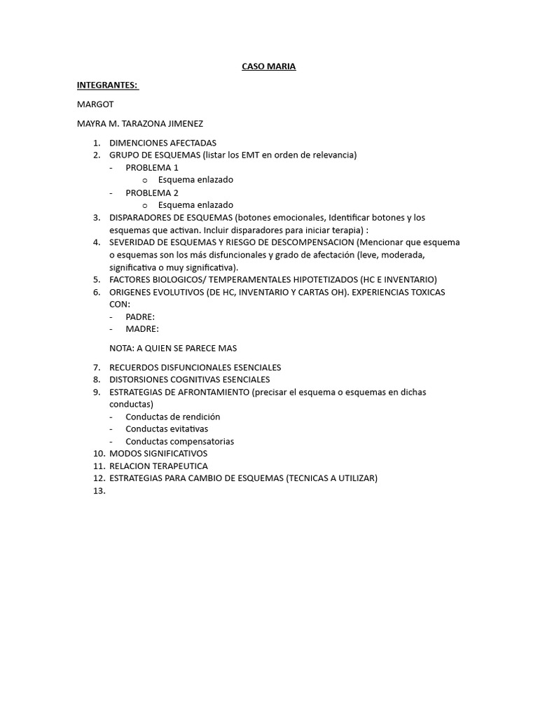Análisis del Caso María: Esquemas y Estrategias | PDF
