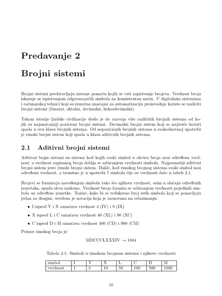 Predavanje 2 Brojni Sistemi | PDF