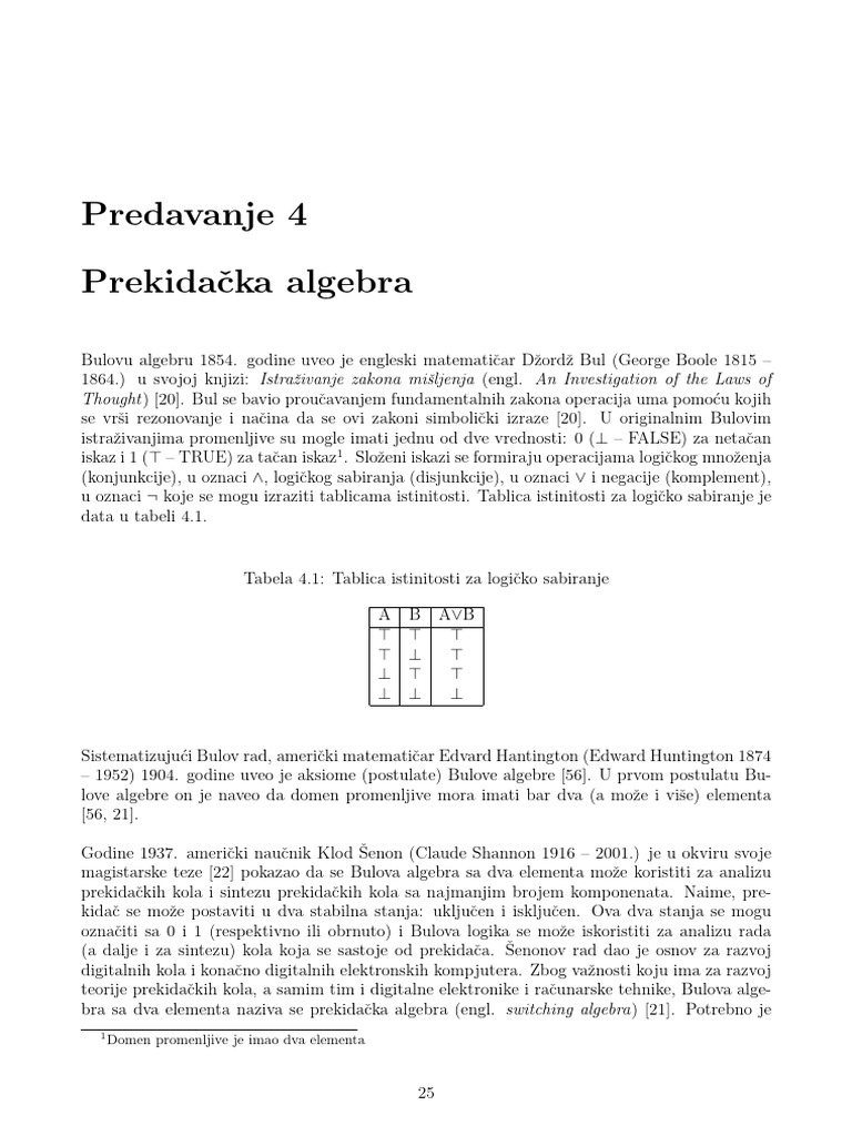 Predavanje 4 Prekida Cka Algebra | PDF