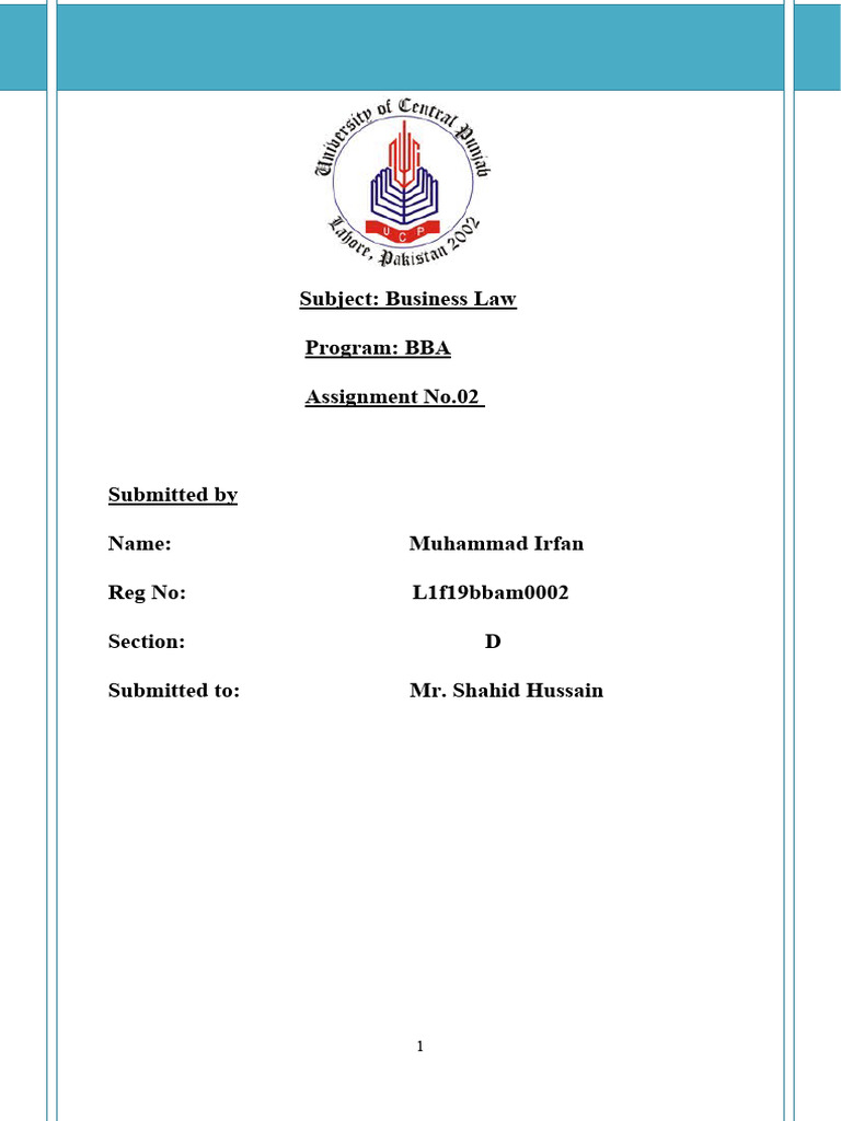 Assignment 2 Buisness Law | PDF | Law Of Agency | Private Law
