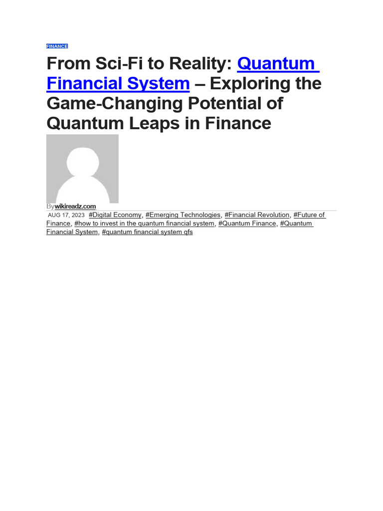 Quantum Financial System | PDF | Quantum Computing | Computing