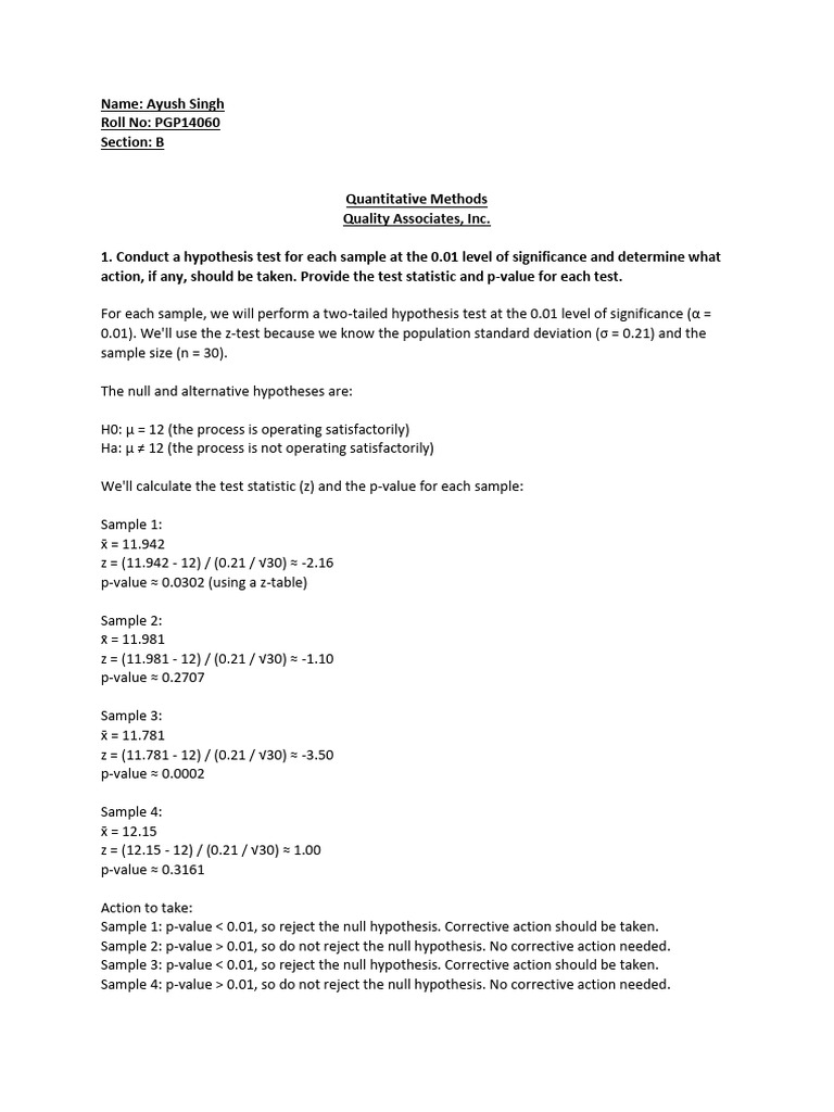PGP14060 QM S5 | Download Free PDF | Type I And Type Ii Errors | P Value