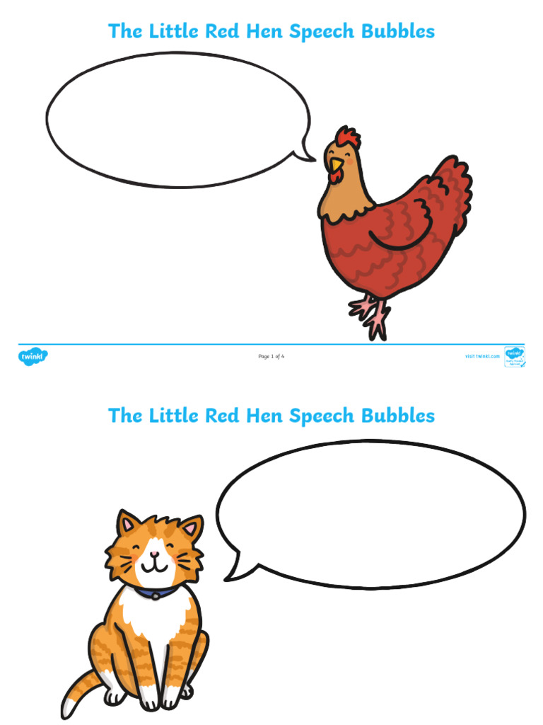 The Little Red Hen Speech Bubbles Activity Sheets | PDF