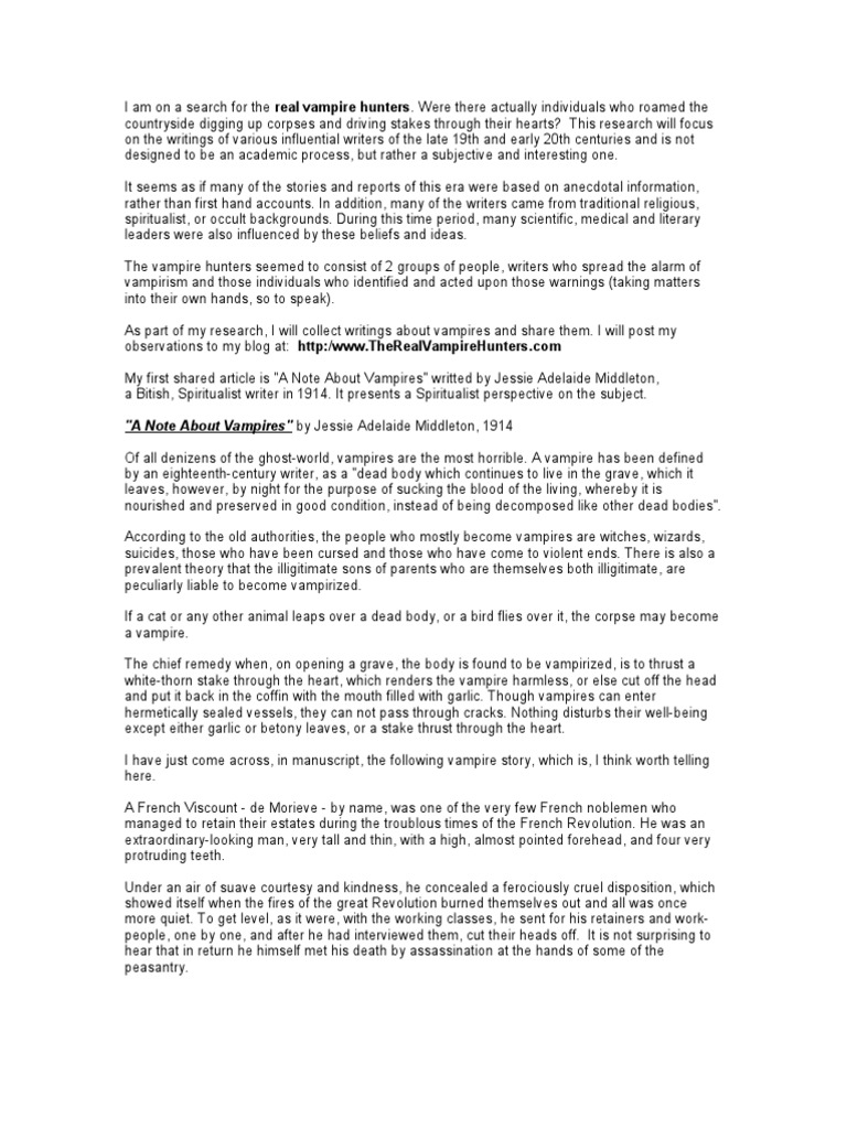 A Note About Vampires, Description | PDF | Vampires | Spiritualism