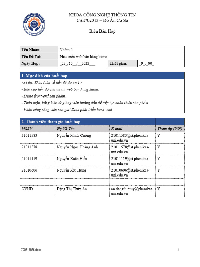 CSE702013 MeetingMinutes Template VI V1 | PDF