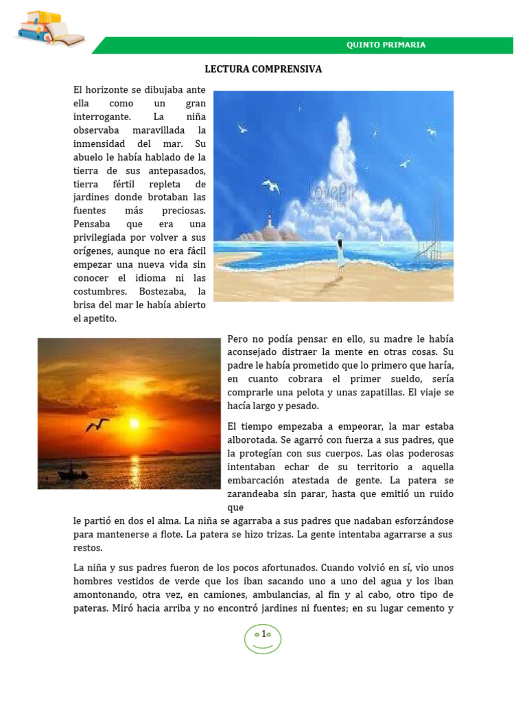LECTURA COMPRENSIVA - Quinto Grado de Primaria - Apoyo en Sama, Semana de Egestión! | PDF