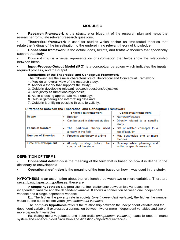 Handout Mdule 3 | PDF | Methodology | Hypothesis Handout Mdule 3 | PDF | Methodology | Hypothesis