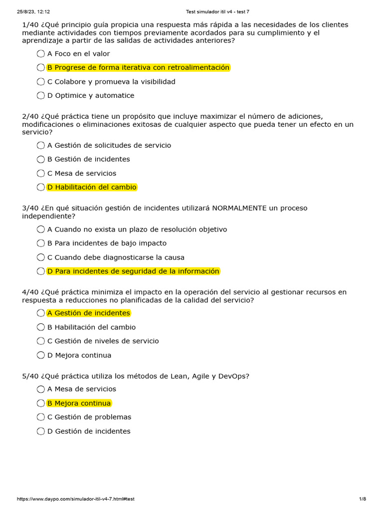 Simulador 4.7 ITIL | PDF