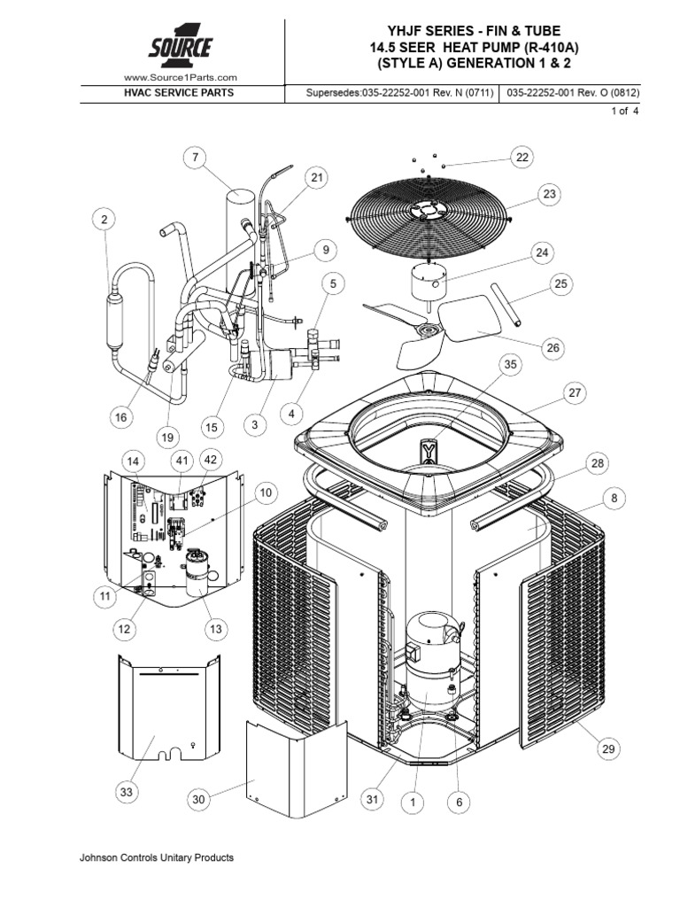 York YHJF Series - Fin & Tube 14.5 SEER Heat Pump (R-410A) (STYLE A ...