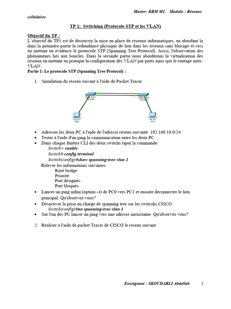 TP1 RRM STP Vlan 1 | PDF | Ordinateurs