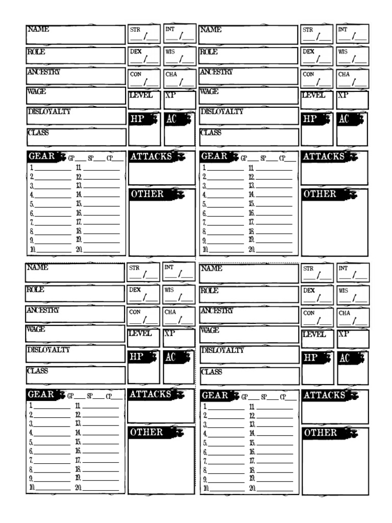Mini-Companion Character Sheets For ShadowDark RPG | PDF