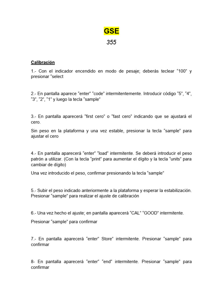 Calibración GSE 355 Ee | PDF
