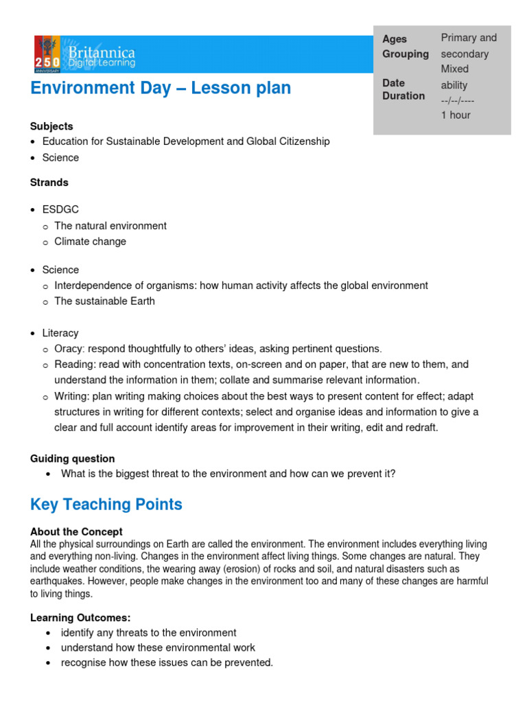 Lesson Plan English | PDF | Learning | Natural Environment Lesson Plan English | PDF | Learning | Natural Environment