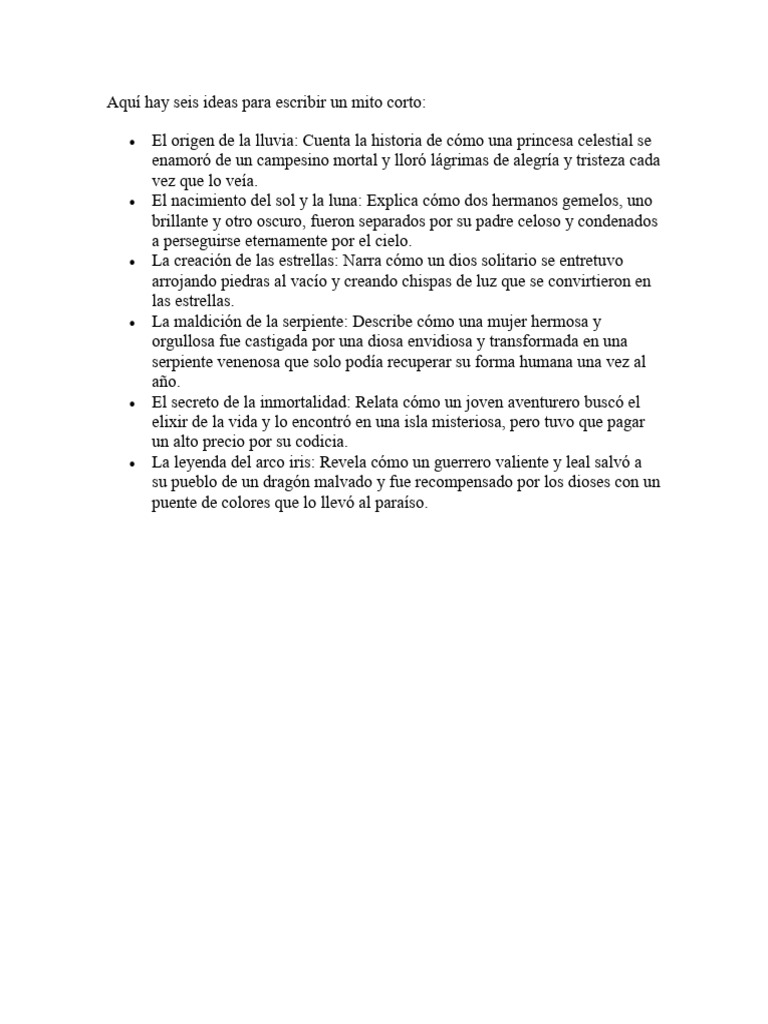 Ideas para Mitos Cortos | PDF