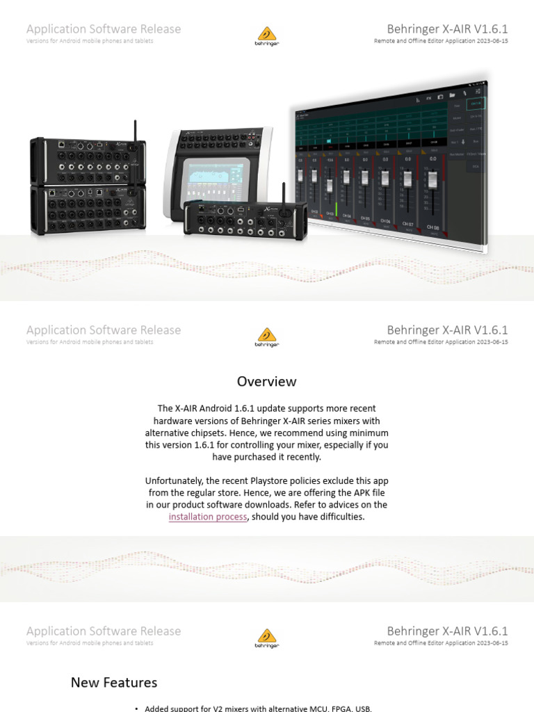 Behringer X-AIR Android V1.6.1 2023-06-28 | PDF | Android (Operating System) | Mobile App