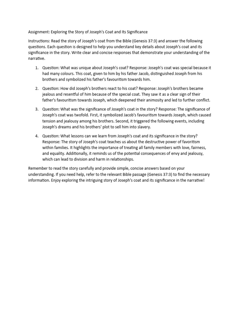 Week 5 - Assignment - The Coat - ANSWERS | PDF