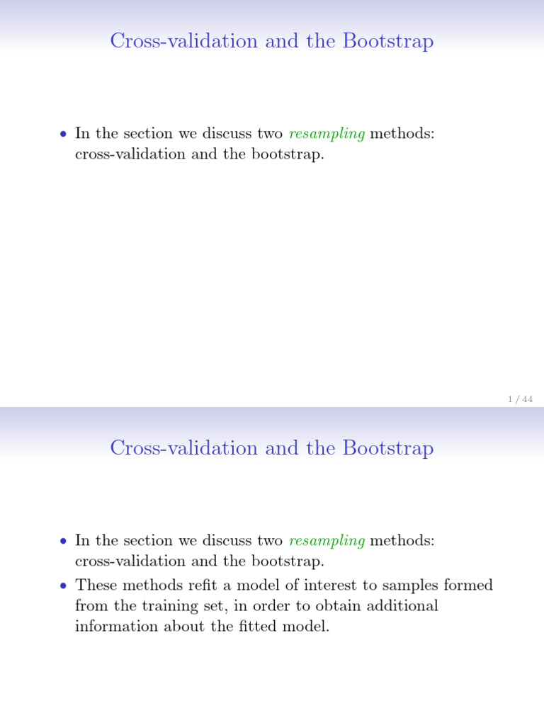 Ch5 Resampling Methods Pdf Resampling Statistics Mean Squared Error