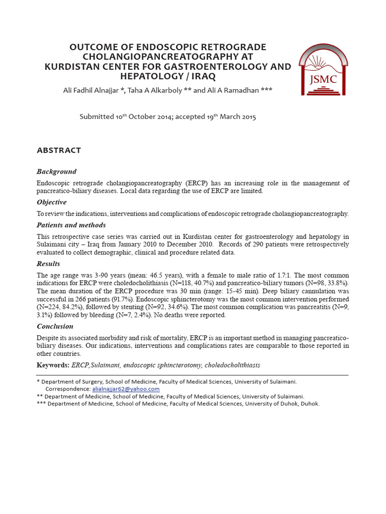 Outcome of ERCP in KCGH | PDF | Organ (Anatomy) | Diseases And Disorders