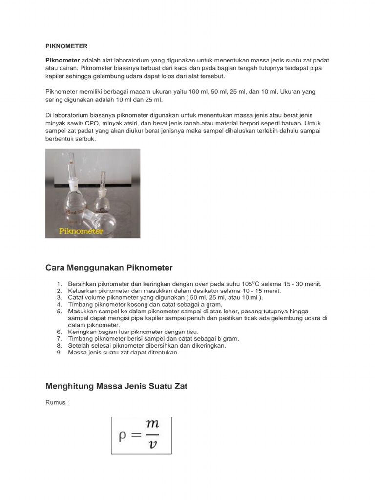 Cara Penggunaan Piknometer | PDF