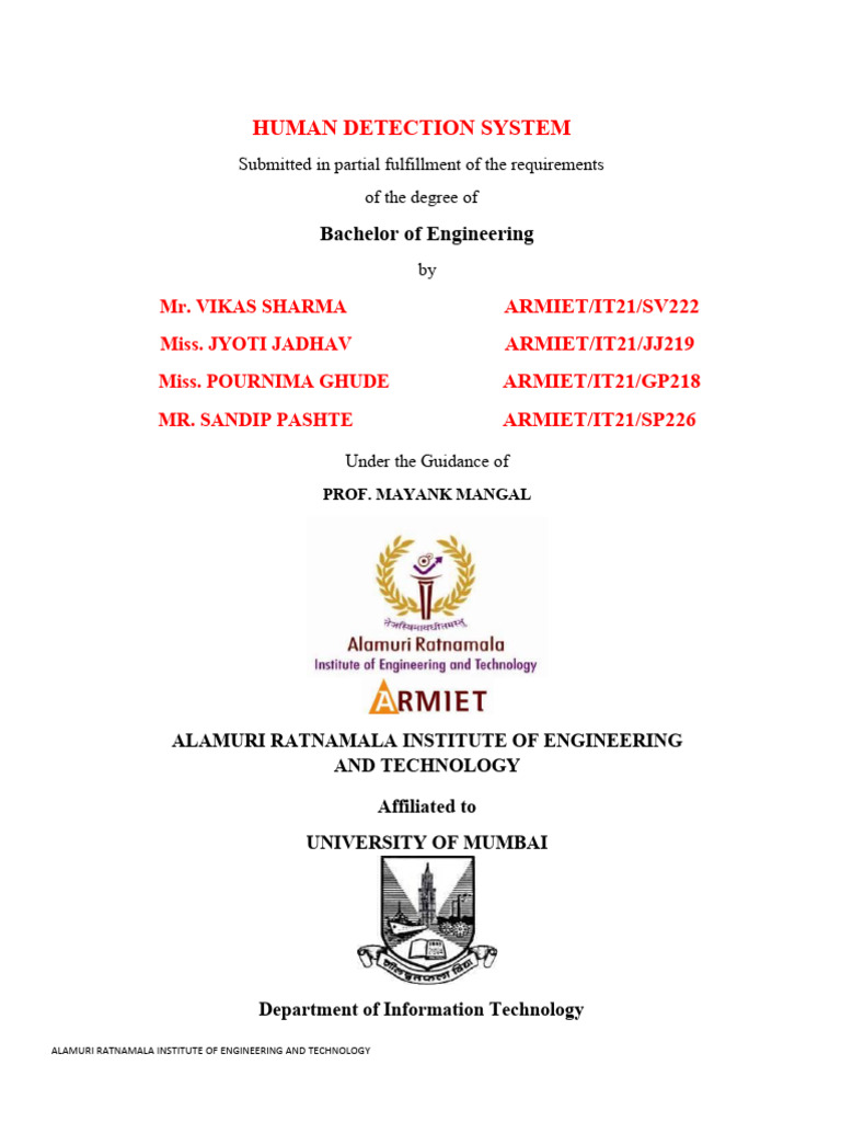 Human Detection System Report | PDF | Computer Vision | Machine Learning
