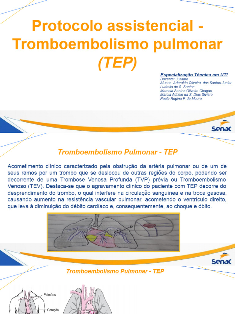 Protocolo Assistencial - Tromboembolismo Pulmonar (TEP) | Download ...