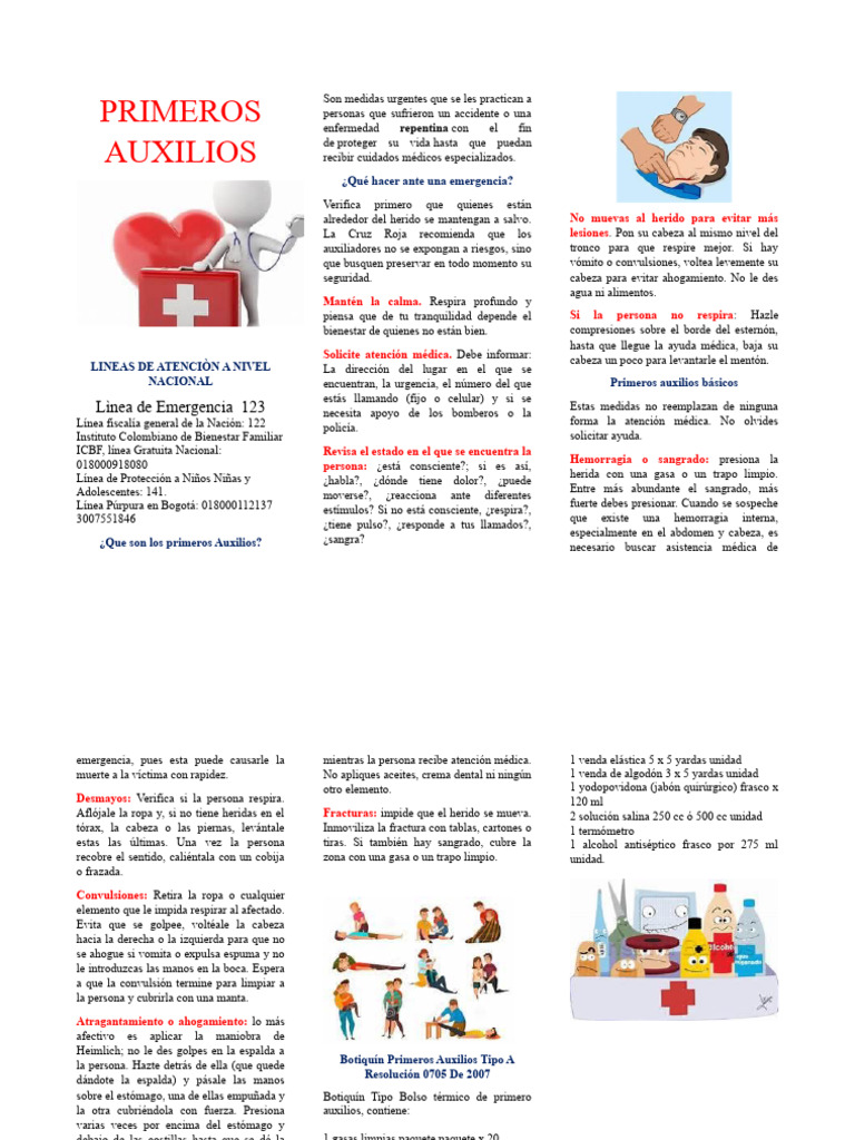 Primeros Auxilios Folleto | PDF