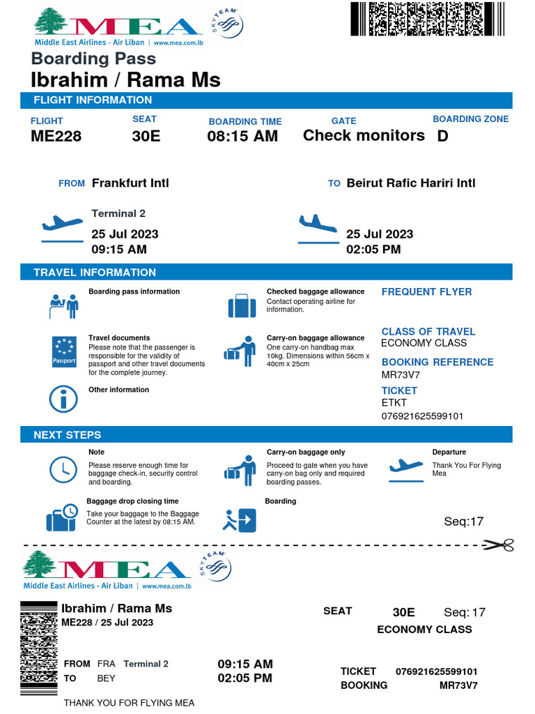 Rama Ibrahim Boarding Pass | PDF | Baggage | Transport