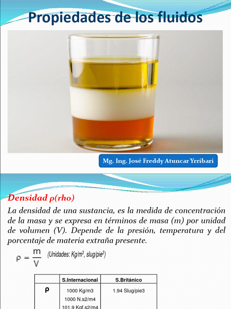 Propiedades de Los Fluidos | PDF | Viscosidad | Presión