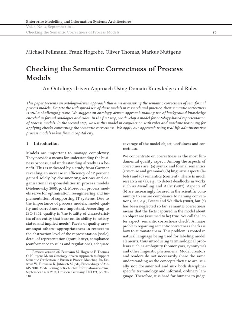 Ojsadmin Journal Manager 03 Checking The Semantic Correctness Of Process Models Pdf