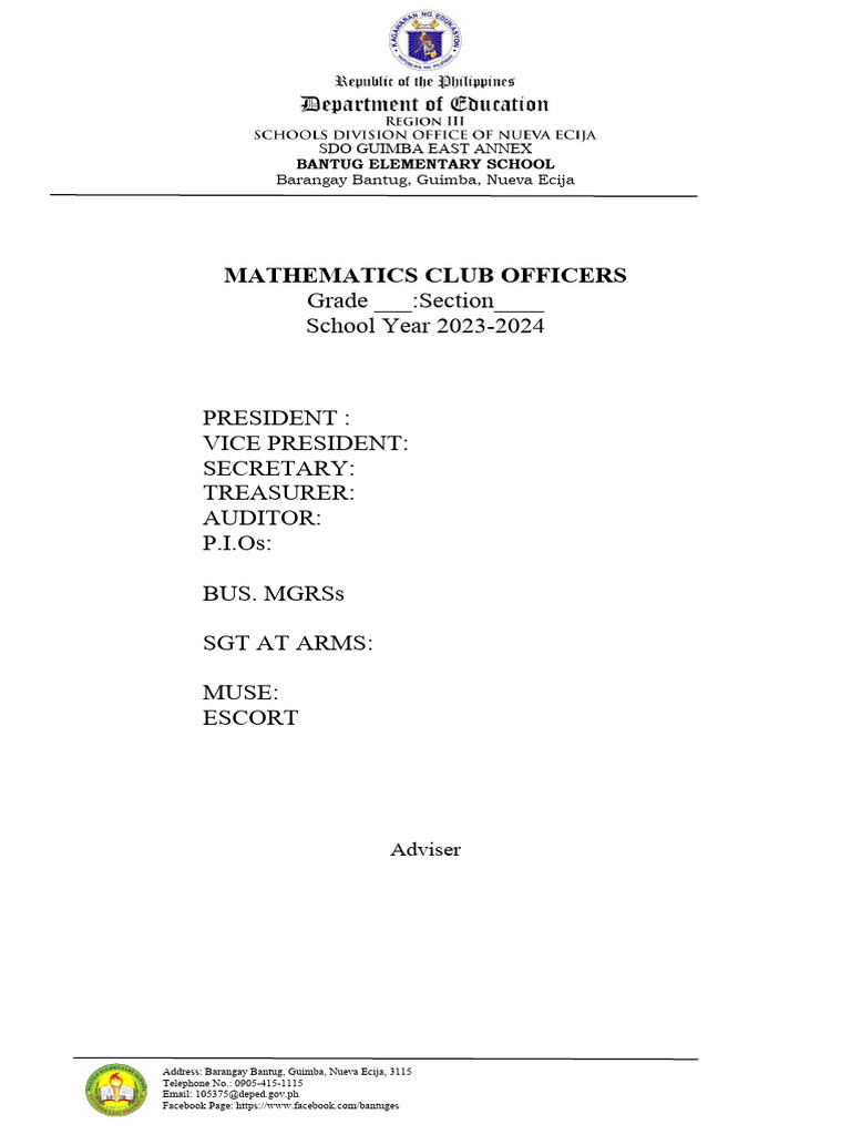 Club Officers 2023 2024 | PDF