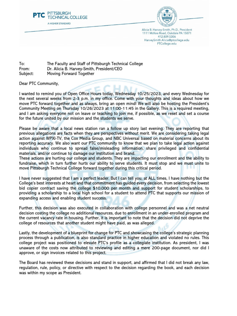 PTC Email To PTC Faculty and Staff | PDF