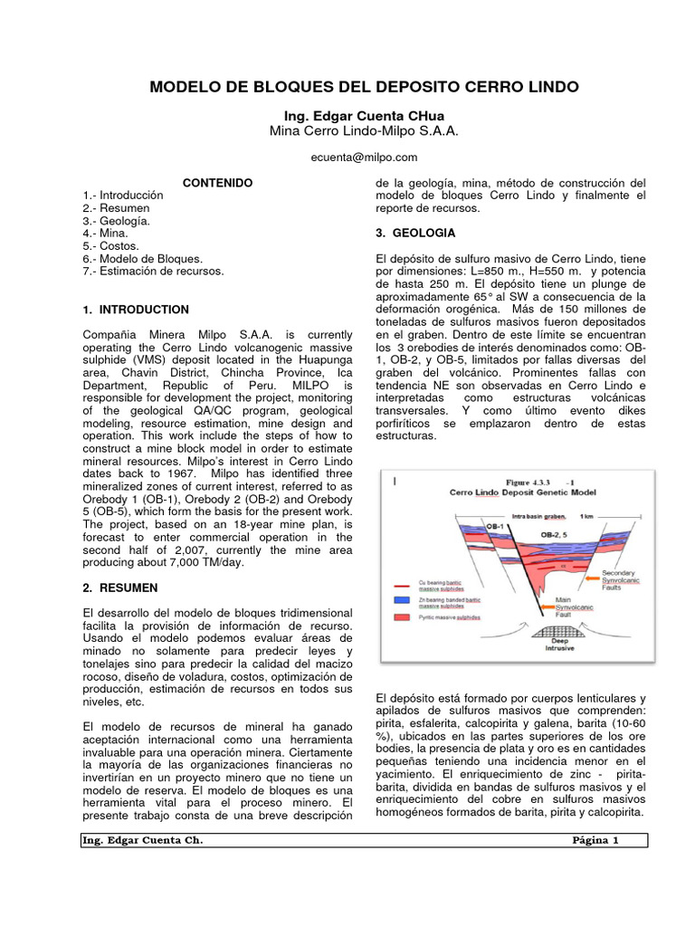 LO - Modelo de Bloques Del Depósito de Cerro Lindo | PDF | Histograma | Cobre