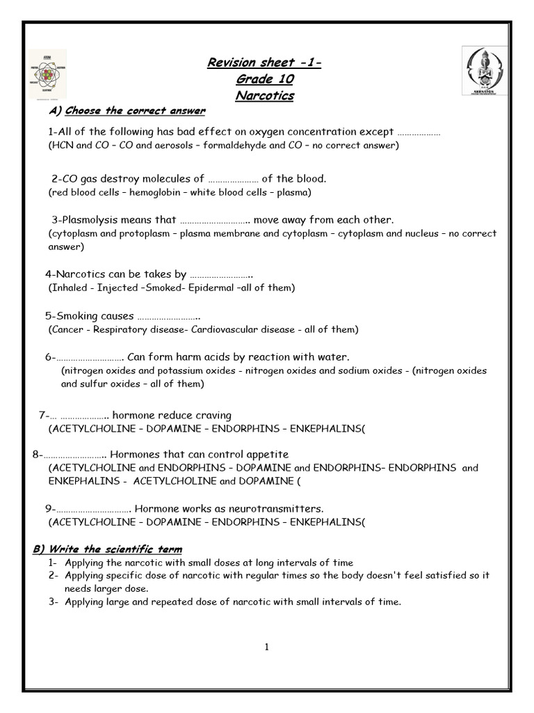 Revision Grade 10 Narcotics | PDF | Blood | Dopamine