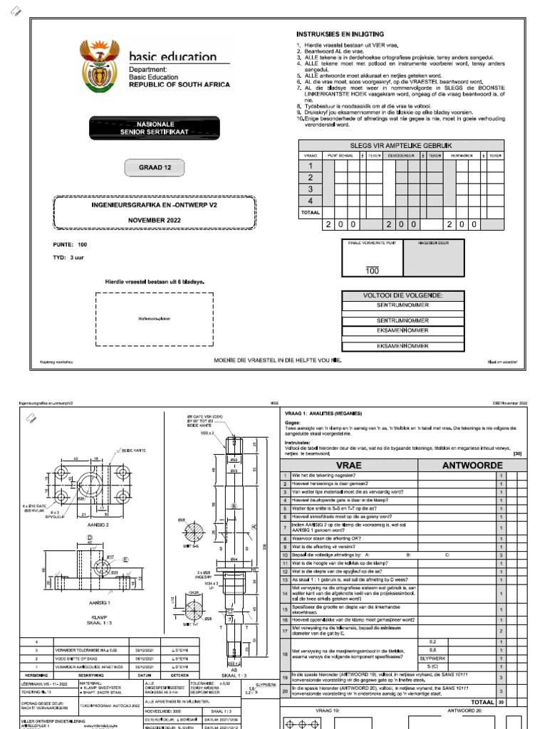 Engineering Graphics & Design P2 Nov 2022 Afr | PDF Engineering Graphics & Design P2 Nov 2022 Afr | PDF