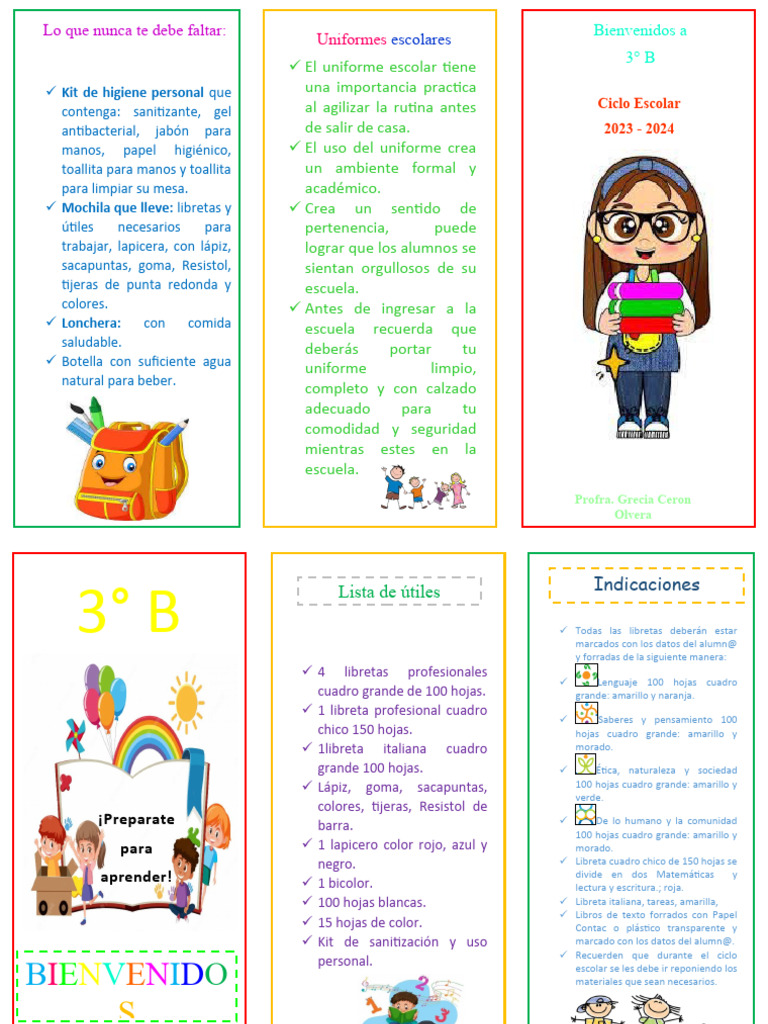 Triptico Utiles Escolares | PDF