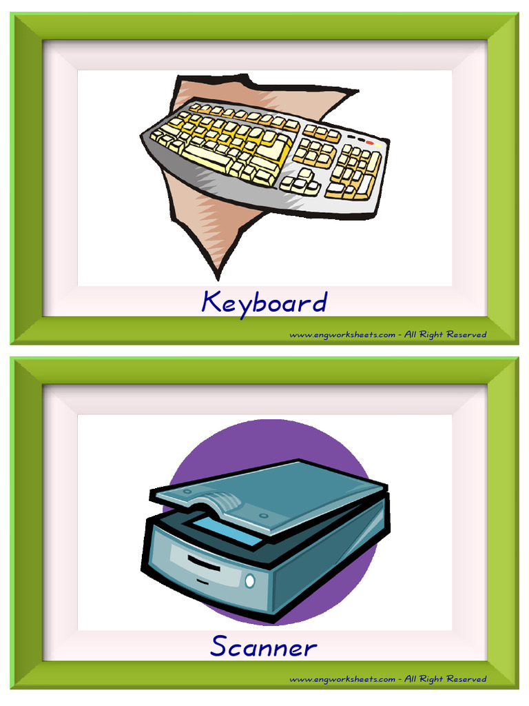 Computer Parts ESL Medium Flashcards Vocabulary For Kids and New ...