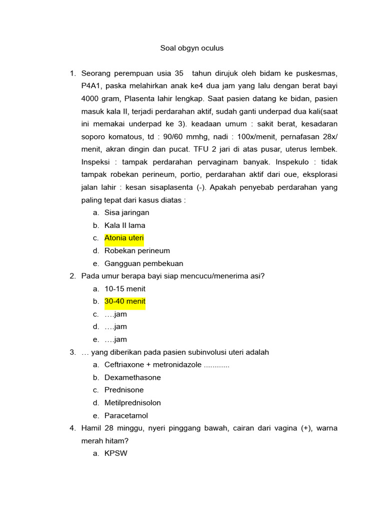 Soal Obgyn | PDF