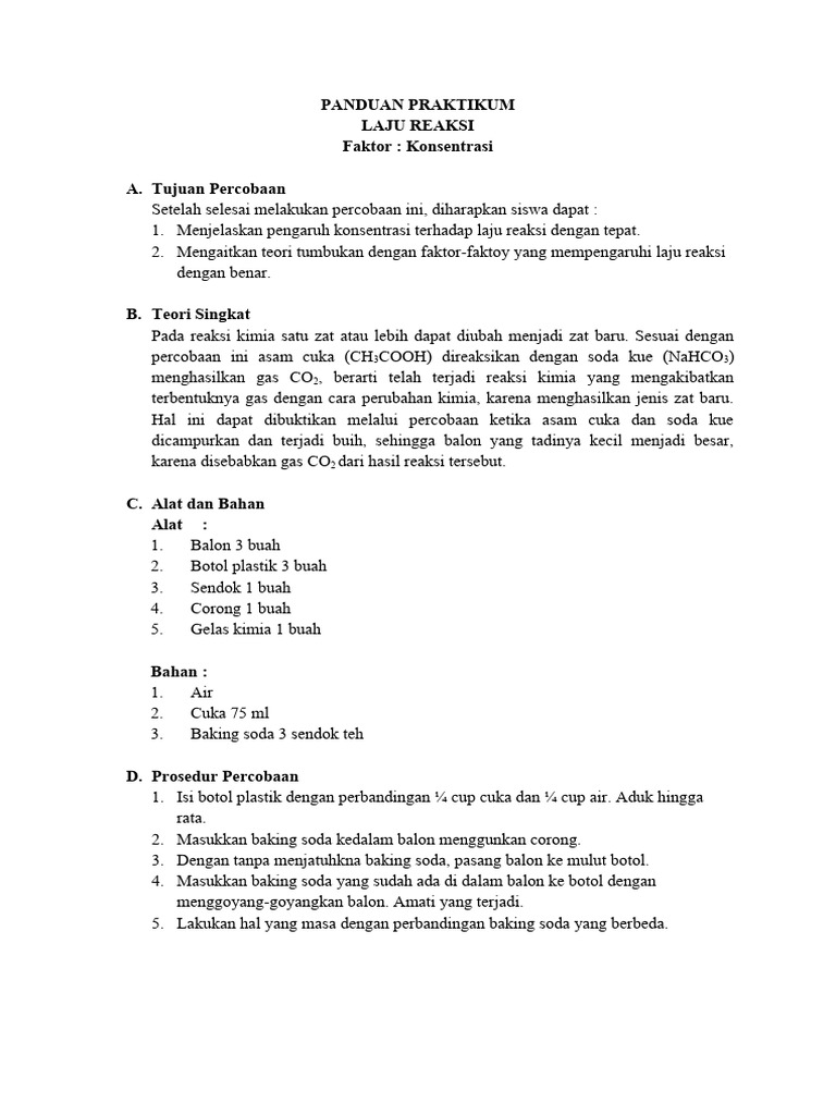 Panduan Praktikum Laju Reaksi | PDF