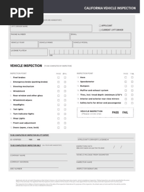 Formulario De Inspección De Lyft Chicago En Formato Pdf