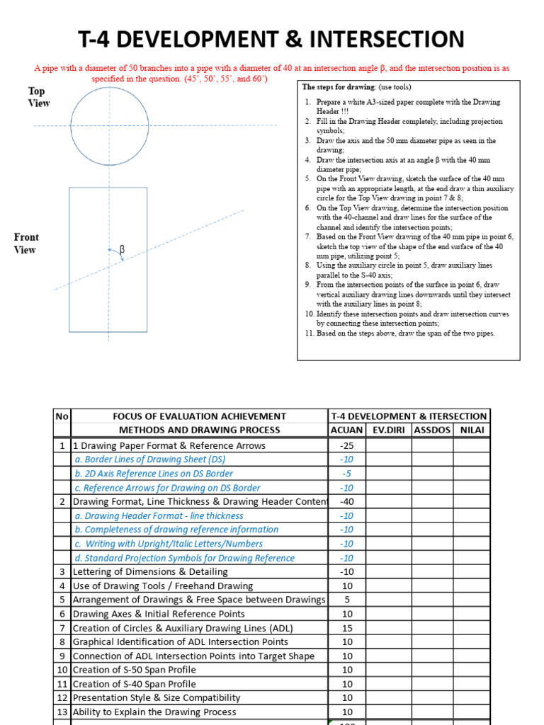 T-4 Development & Intersection: Top View | Download Free PDF | Drawing | Angle