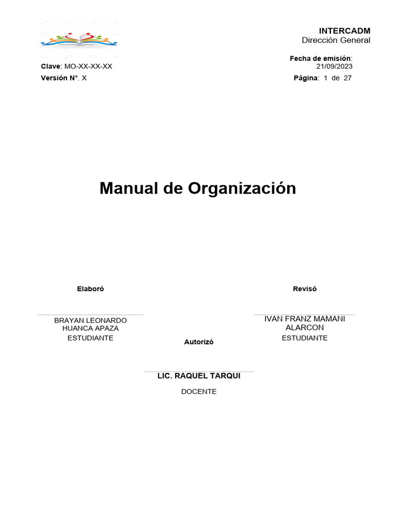 Manual de Organizacion | PDF | Plan de estudios | Calidad (comercial)