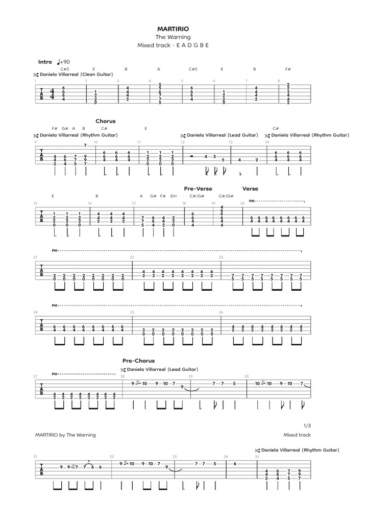 The Warning - MARTIRIO Guitar TABS | PDF | Musical Forms | Songs