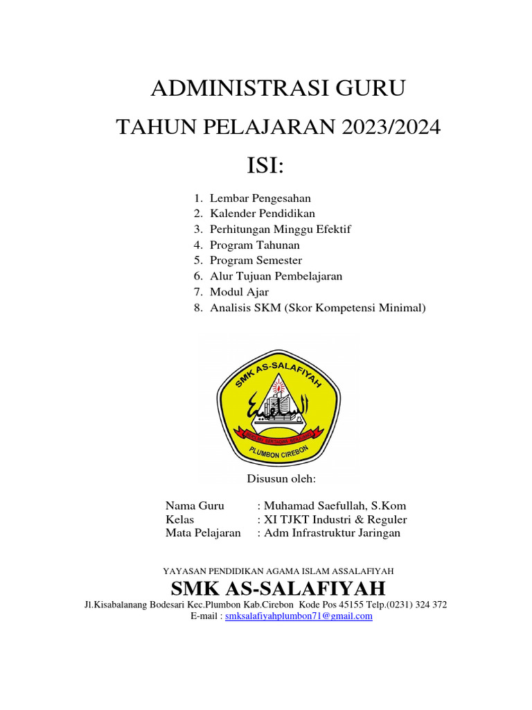 Cover Administrasi Guru (Kurtilas) | PDF